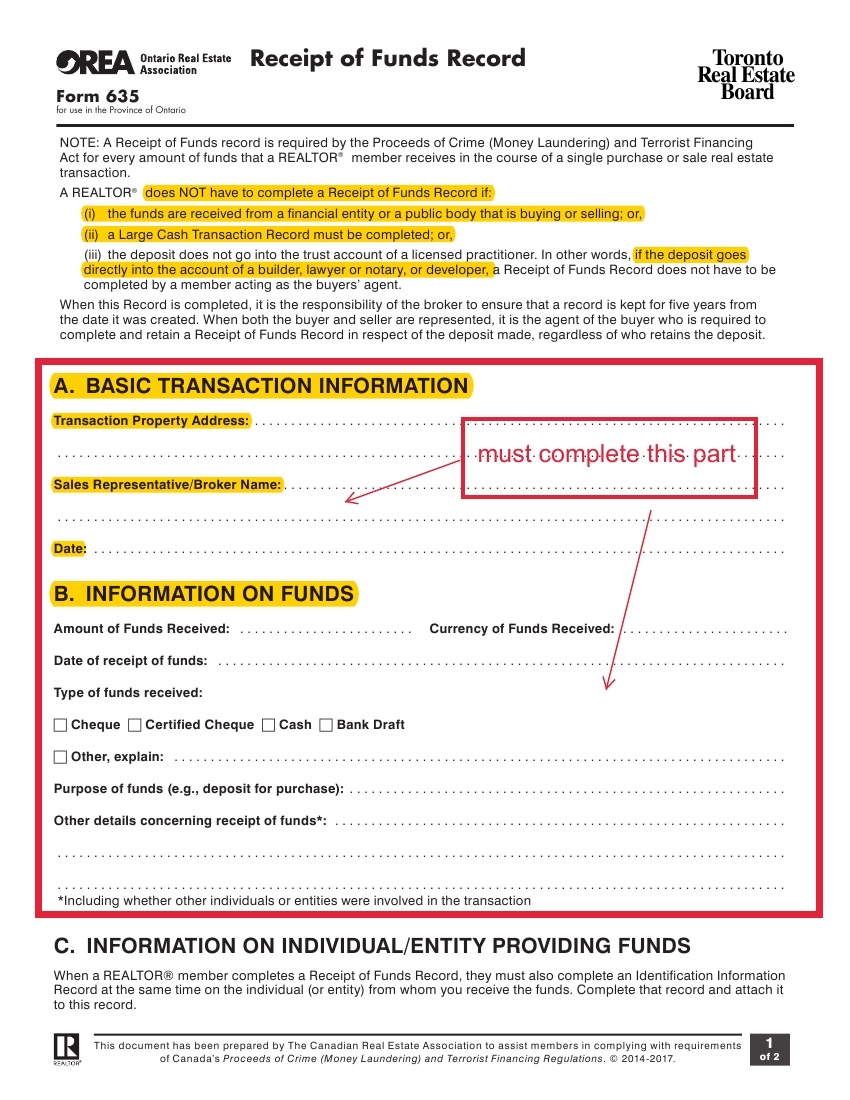 为什么要填FINTRAC ID & Receipt of Fund 表格 – Charlie Bian-Real Estate